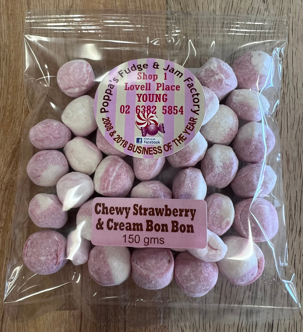Strawberry & Cream Bon Bons – POPPA'S FUDGE & JAM FACTORY